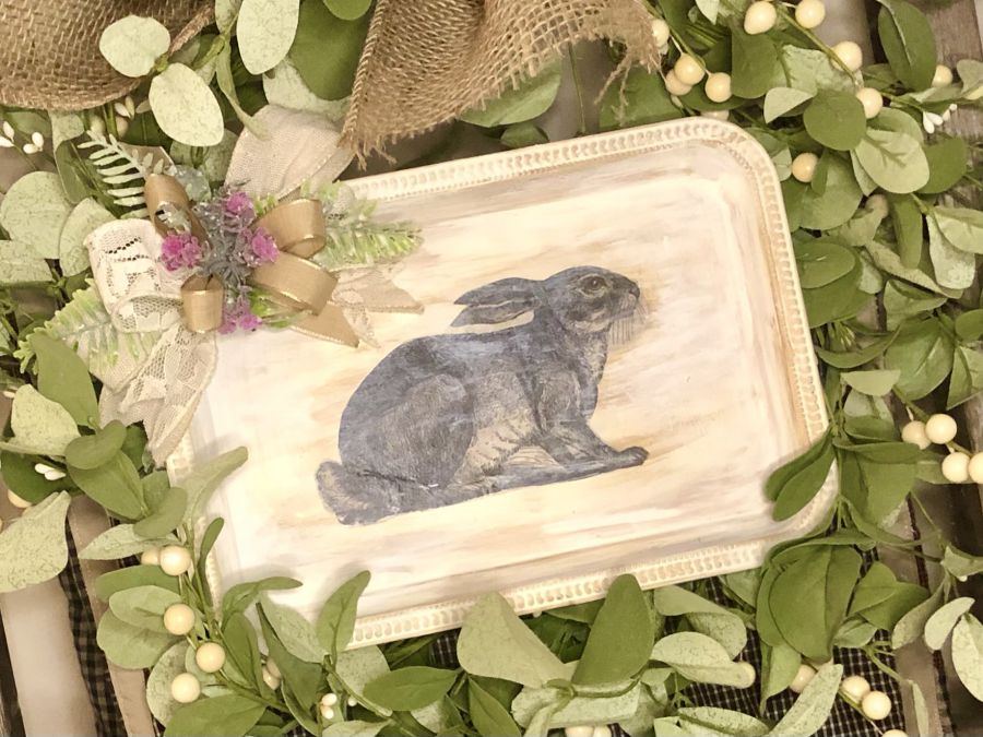 Create Pretty Easter Decor Using A Dollar Tree Silver Tray Craftsy Soul
